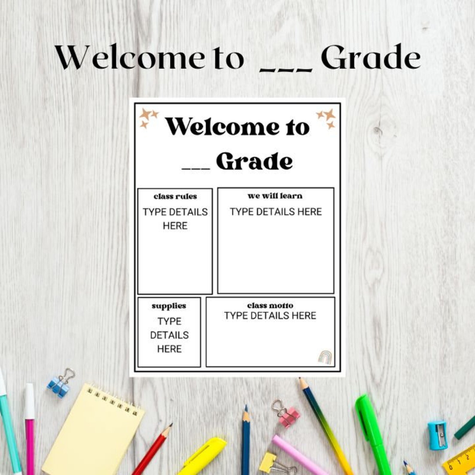 Customizable Meet the Teacher Template, Boho Rainbow Meet the Teacher ...