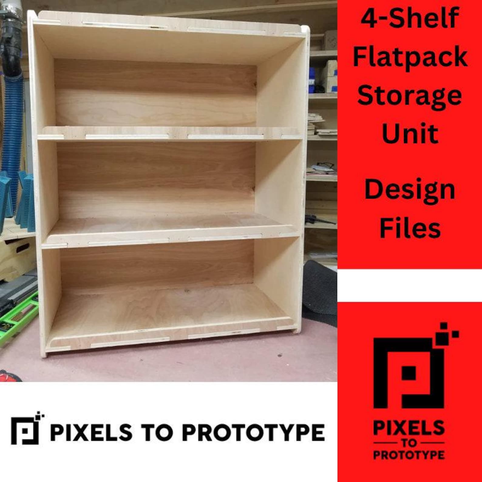 4-shelf Flatpack Storage Unit Design Files Download Now Pixels to ...