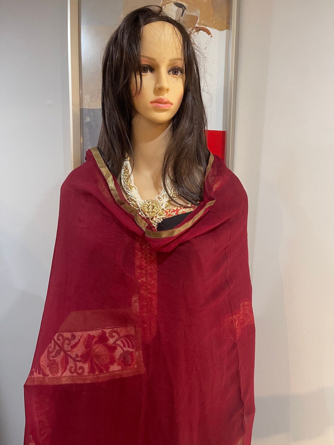 Women Red Dupatta - Etsy