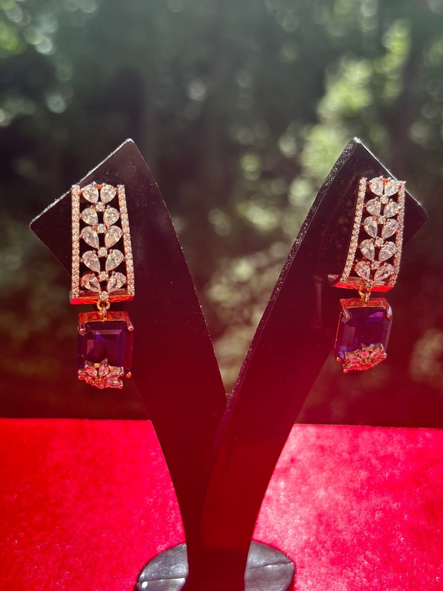 Navy Blue Stone American Diamond Studded Drop Earrings - Etsy