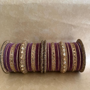 Wine Color Bangles With Embellishments(set of Two Hand ) - Etsy