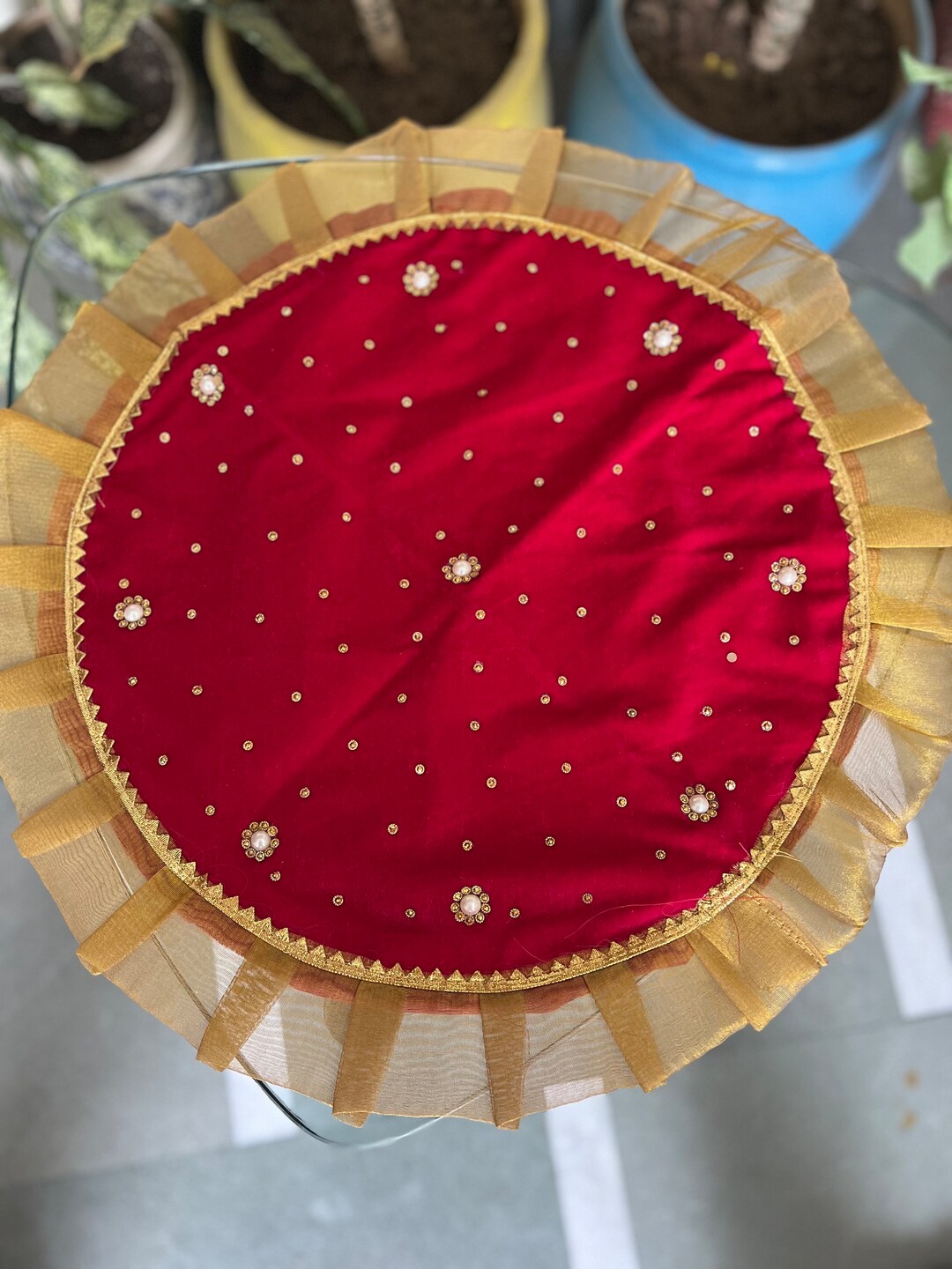 Hot Pink Velvet Thali Cover/ Wedding Thali Cover/ Pooja Thali Cover - Etsy