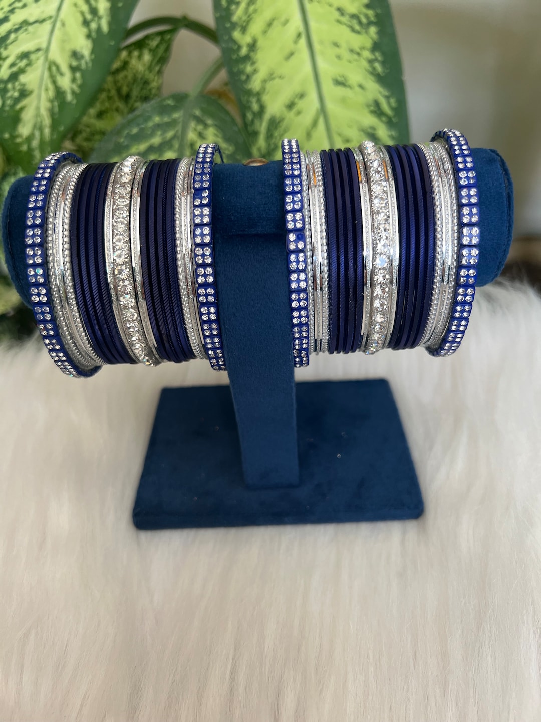 Beautiful Navy Blue and Silver Bangles Set - Perfect Accessory - Etsy