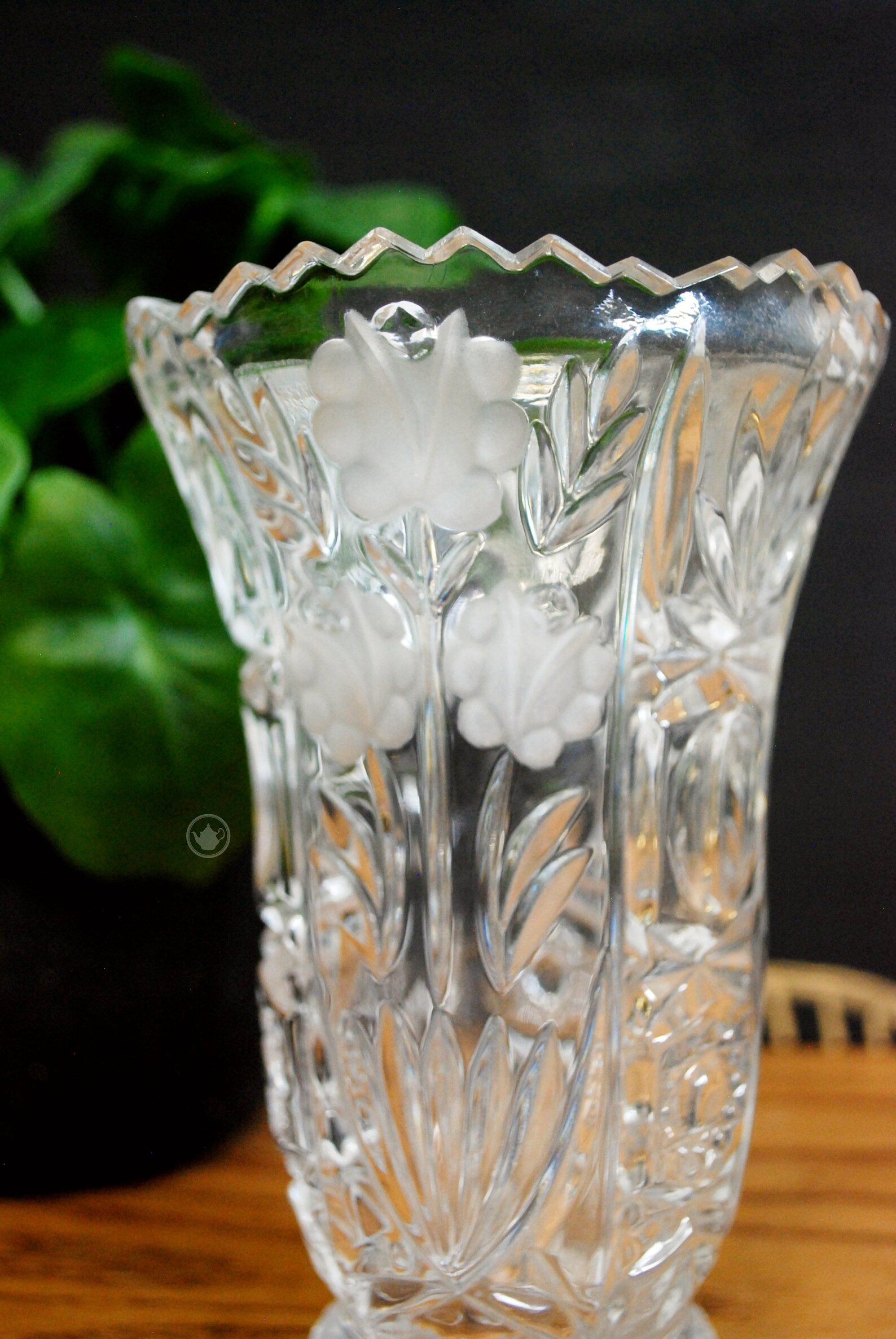 Vintage Crystal Floral Vase (6") - Etsy