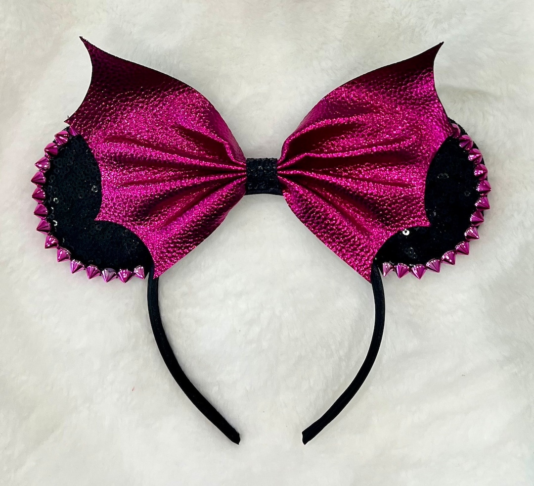 Hot Pink Punk Minnie Ears, Goth Mickey Ears, Bat Spikes Mouse Ears ...