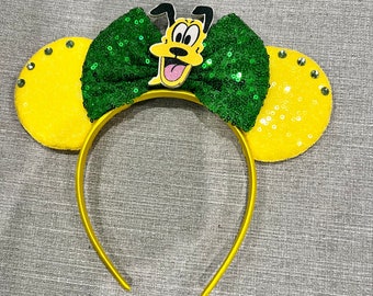 Mouse Minnie Ears, Pluto Inspired Minnie Ears, Pluto Ears, Yellow Mickey Minnie Ears, Sequin ...