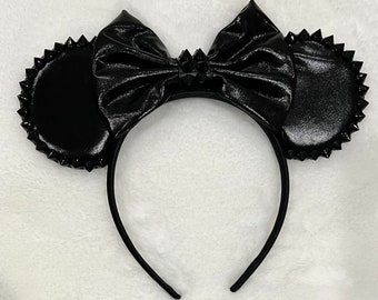 Goth Mickey Ears, Bat Bow Spikes Mouse Ears, Goth Minnie Ears, Minnie ...