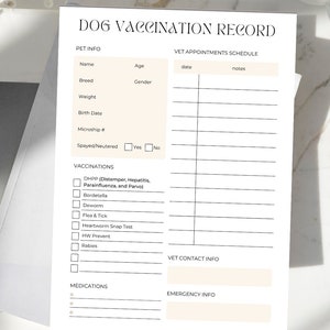 Dog Printable Vaccination Record. Keep Your Pup Protected & Organized ...