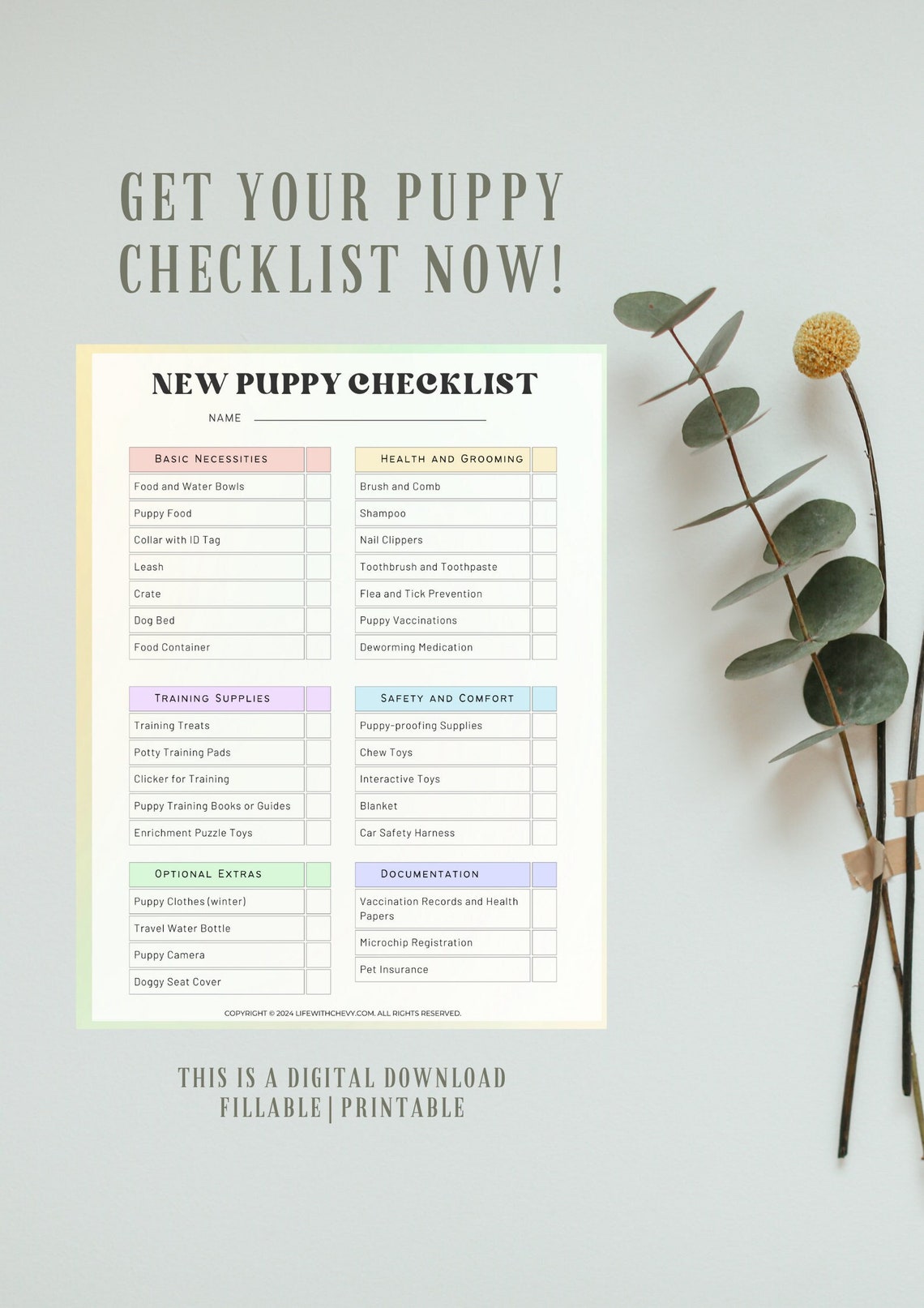 New Puppy Checklist Printable: the Ultimate Guide for Your Puppy First ...