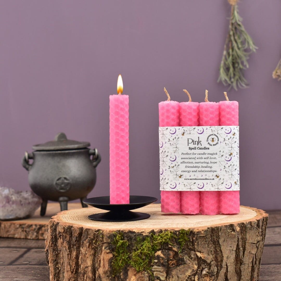 Pink Spell Candles With a Wildflower Seeded Paper Label, Made From ...