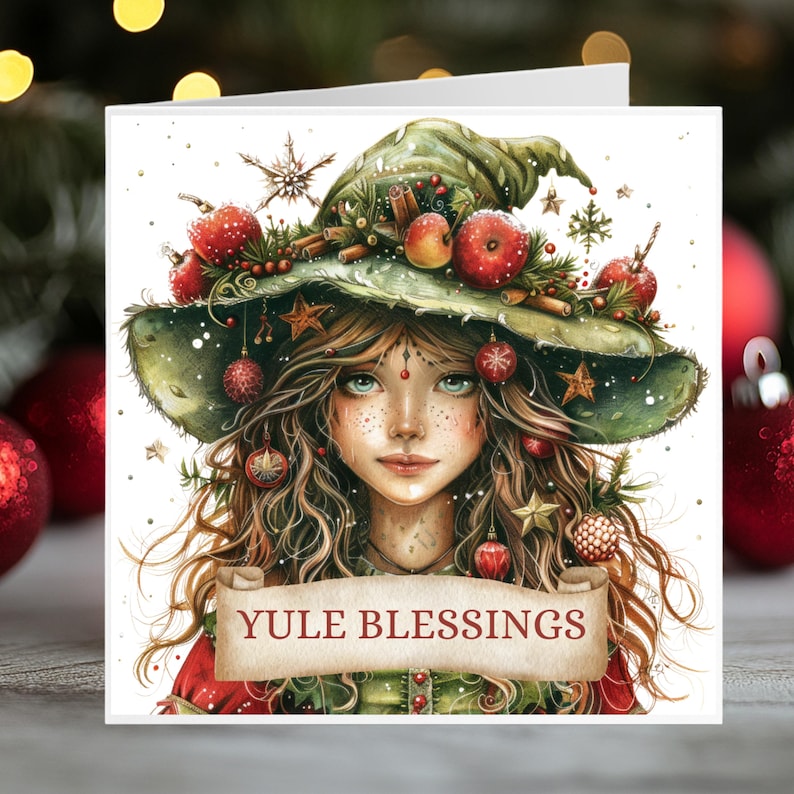 Yule Blessings Card: Pagan Christmas, Wiccan Sabbat, Magical Winter Solstice Greetings for ...