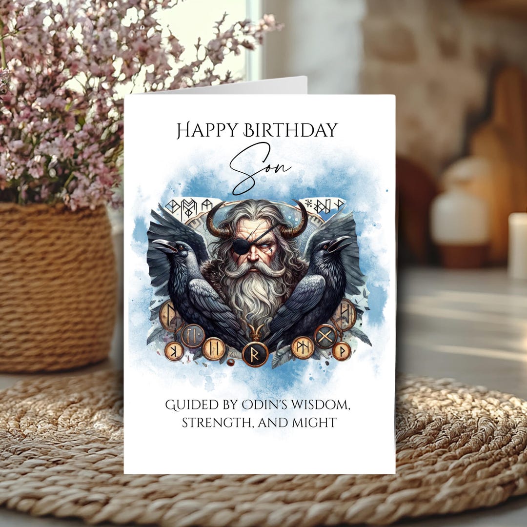 Odin the All Father Birthday Card, Norse Mythology Gift for Men, Viking ...