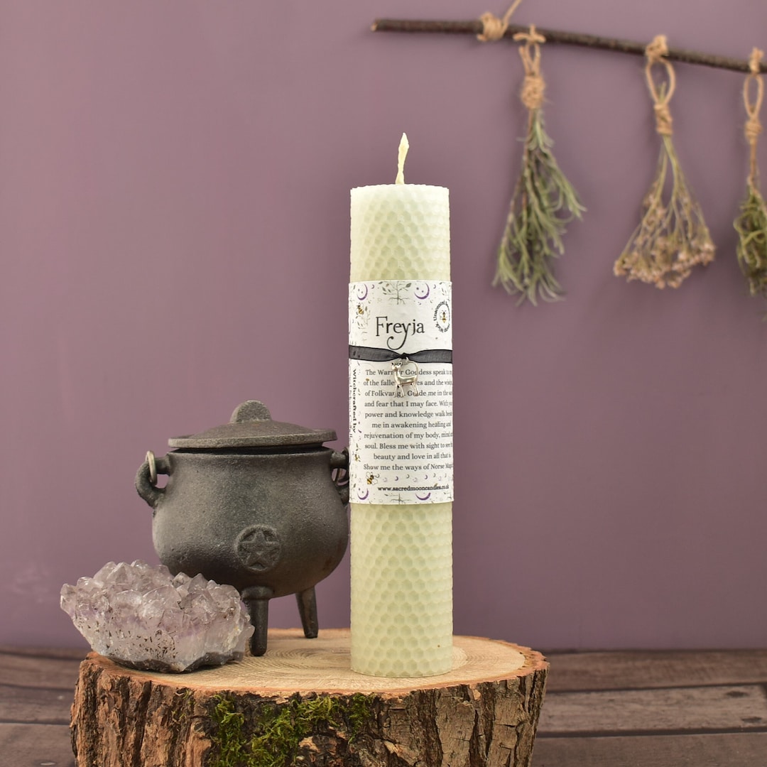 Norse Goddess Freyja Ritual Candle With an Optional Black Chamberstick ...