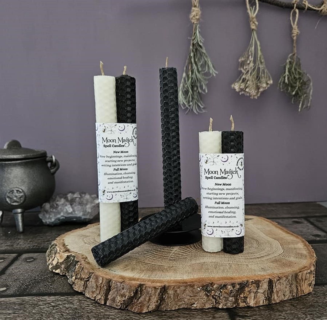 Moon Magic Beeswax Spell Candles, Full Moon Meditation, New Moon Ritual ...