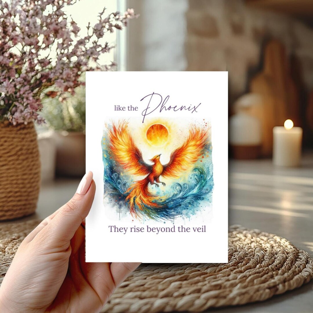 Phoenix Sympathy Card: Wiccan Pagan Condolences - Sacred Rest - Etsy