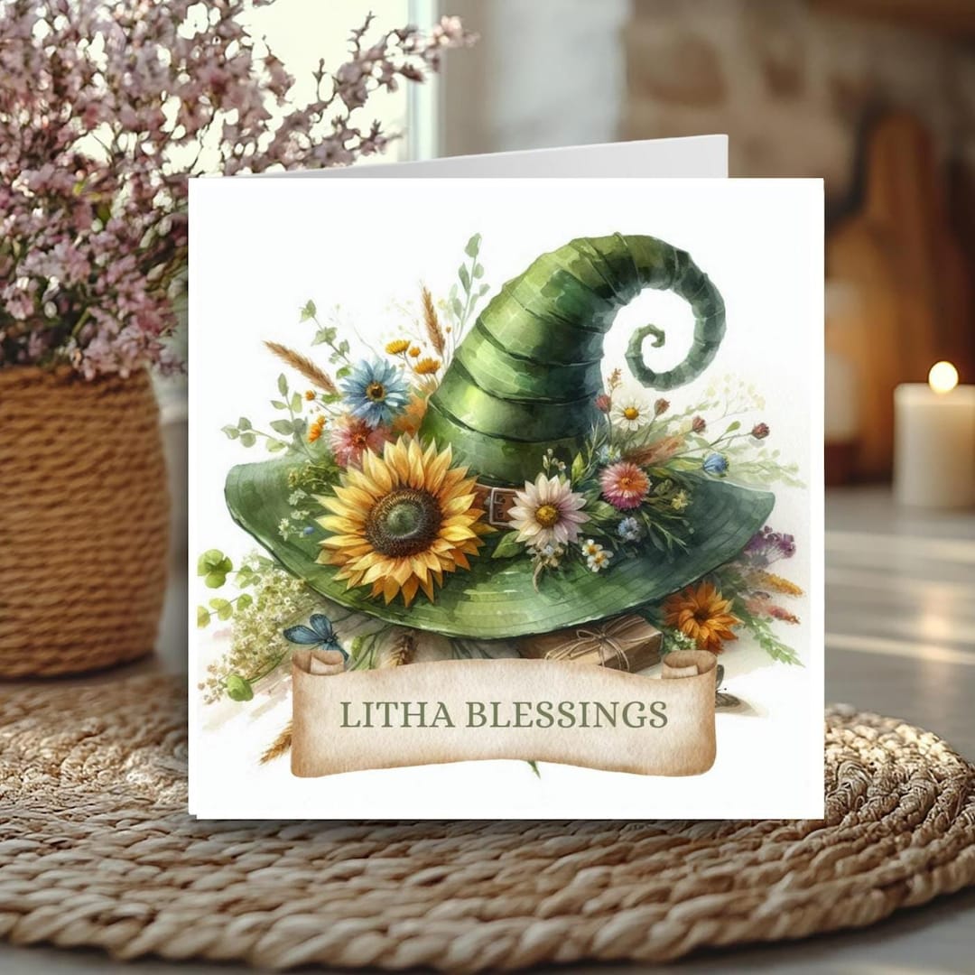 Litha Blessings Card, Witches Hat Design, 6x6” Wheel of the Year Sabbat ...