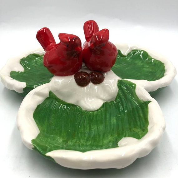 Vintage Tii Collection Ceramic Cardinal Server Tray 3 Section | Etsy