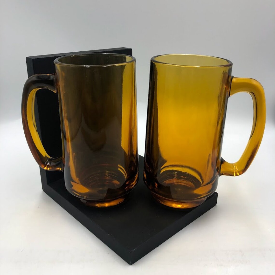 Vintage Amber Glass Beer Rootbeer Mugs With Handles Set of 2 - Etsy