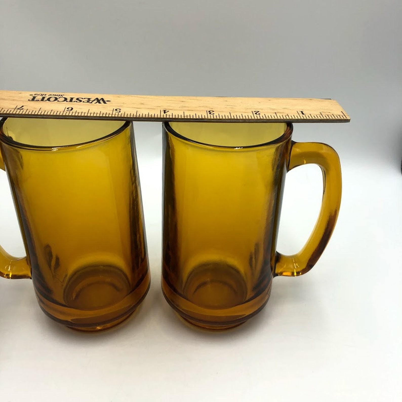 Vintage Amber Glass Beer Rootbeer Mugs With Handles Set of 2 - Etsy