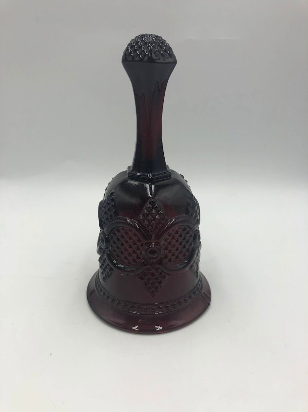 Vintage Dark Ruby Red Ornate Glass Bell Decorative Collectible - Etsy