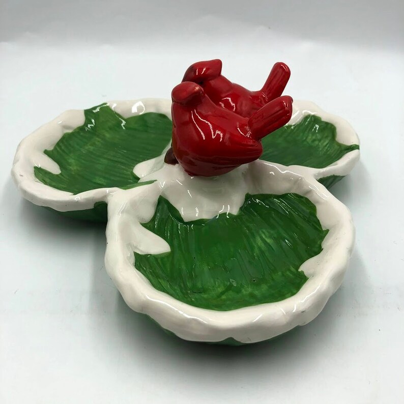 Vintage Tii Collection Ceramic Cardinal Server Tray 3 Section | Etsy