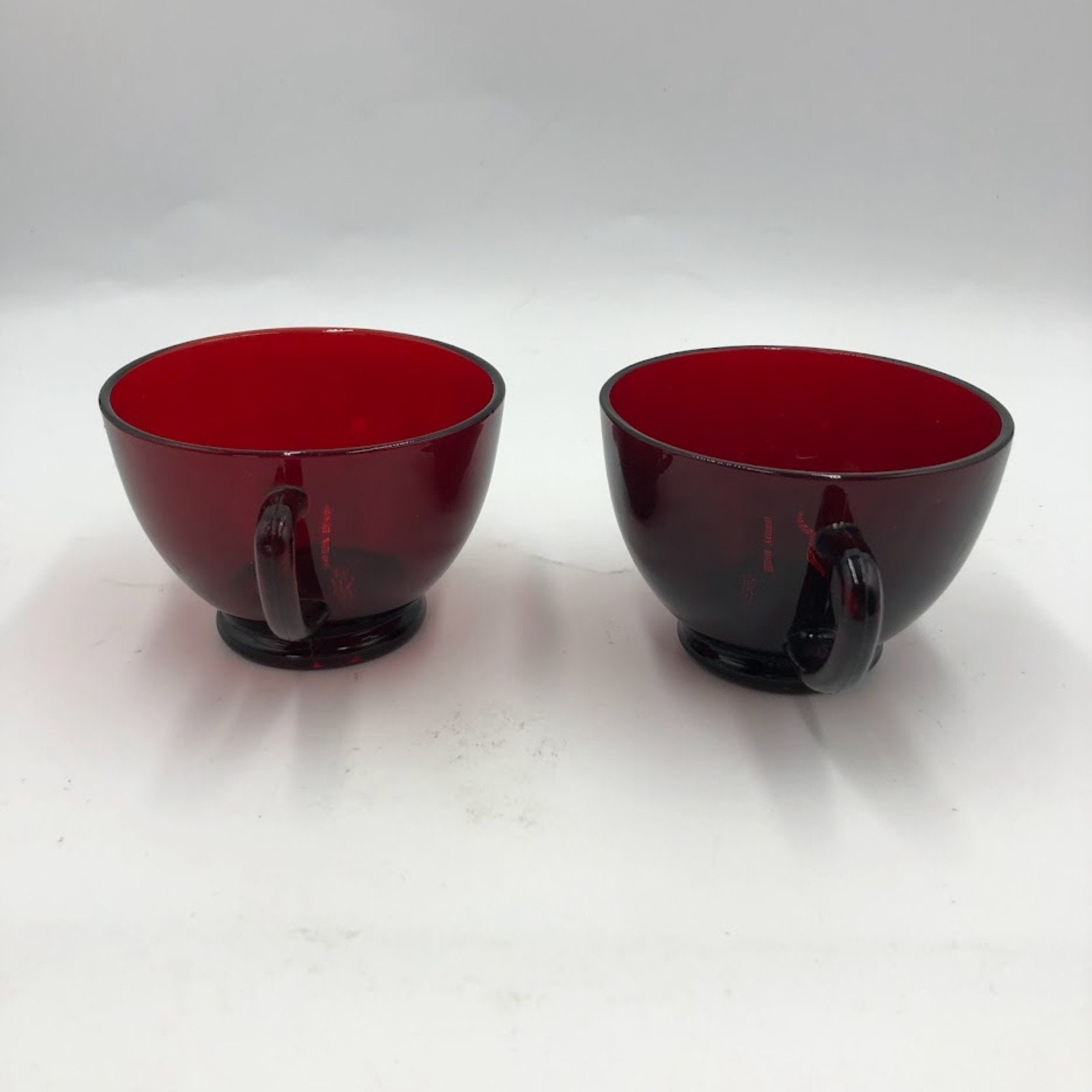 Vintage Set of 4 Ruby Red Glass Tea Cups and Saucers Set - Etsy