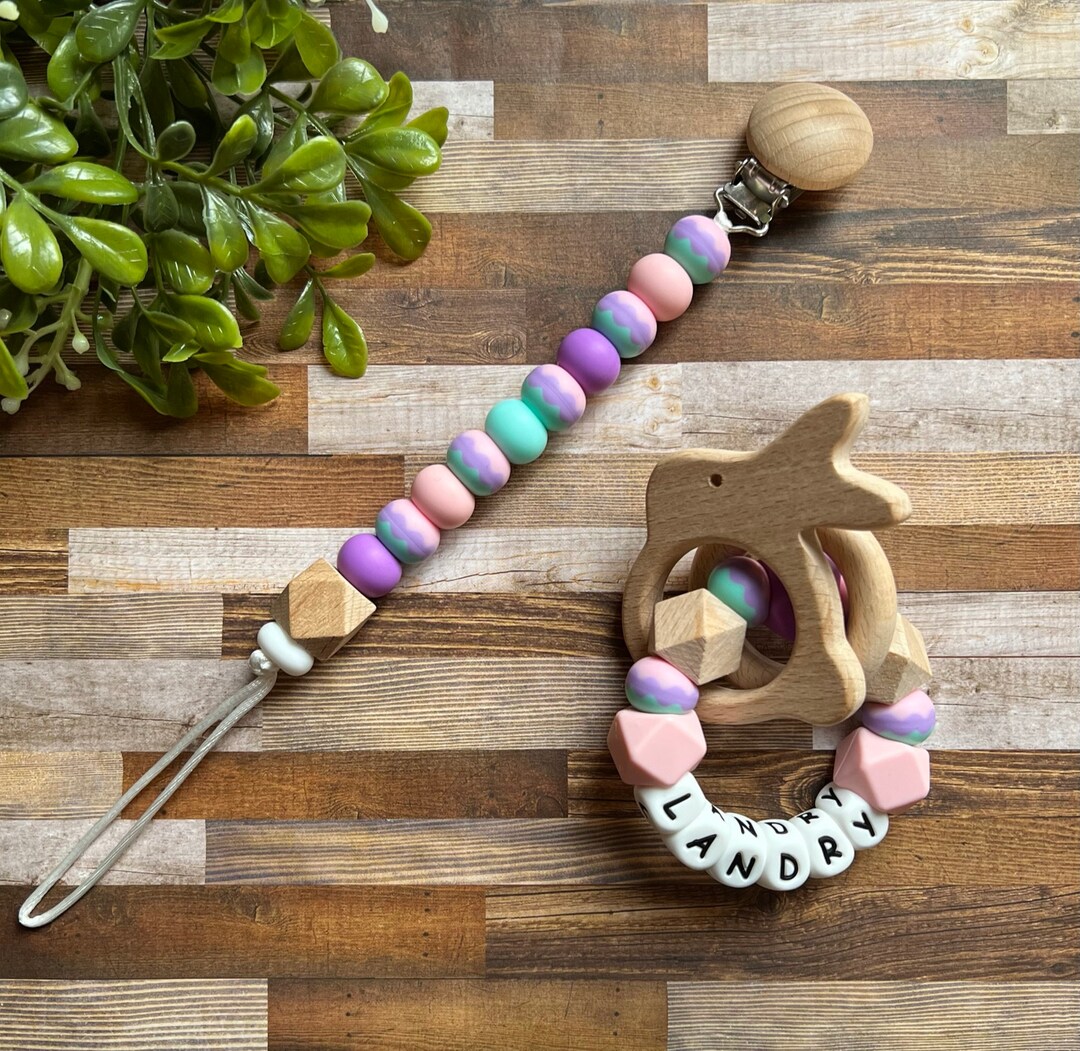 Easter Egg Pink Swirl Toy Collection - Easter - Silicone Pacifier Clip ...