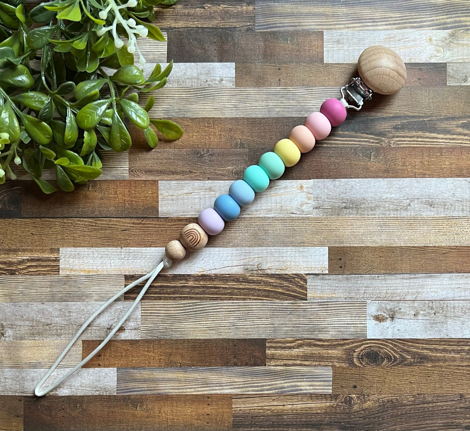 Wooden Rainbow Toy Collection Pacifier Clip Personalized - Etsy