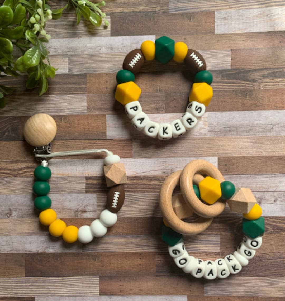 Green Bay Packers Toy Collection - Pacifier Clip - Rattle - Go Pack Go ...
