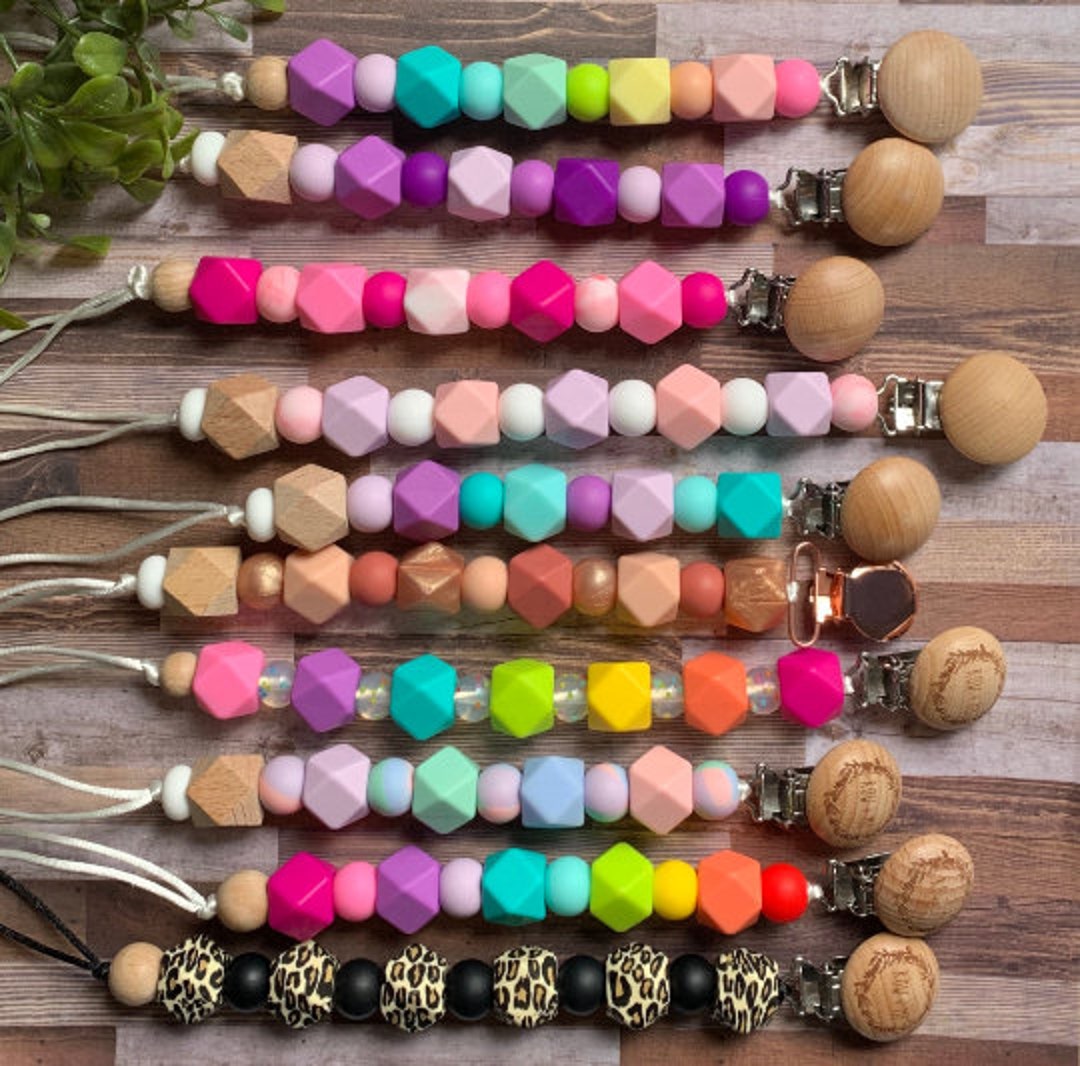 Rainbow Pacifier Clips - Girl Paci Clip - Leopard Binky Clip - Rainbow ...