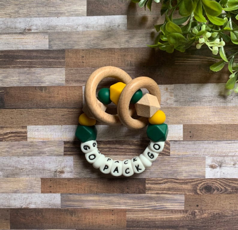 Green Bay Packers Toy Collection Pacifier Clip Rattle Go - Etsy
