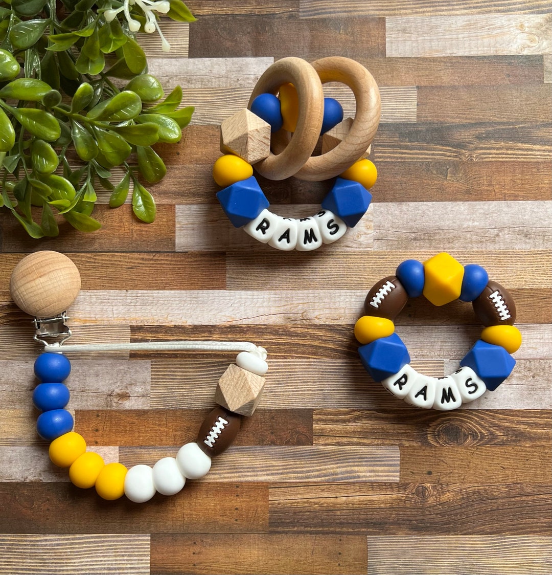 Los Angeles Rams Toy Collection - Pacifier Clip - Rattle - Go Rams ...