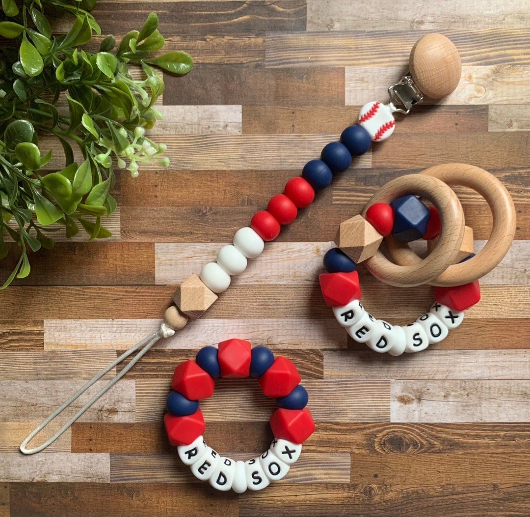 Boston Red Sox Toy Collection - Pacifier Clip - Rattle - Baby Red Sox ...