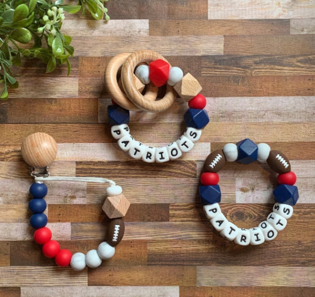 New England Patriots Baby Toy Collection - Pacifier Clip - Rattle Toy ...