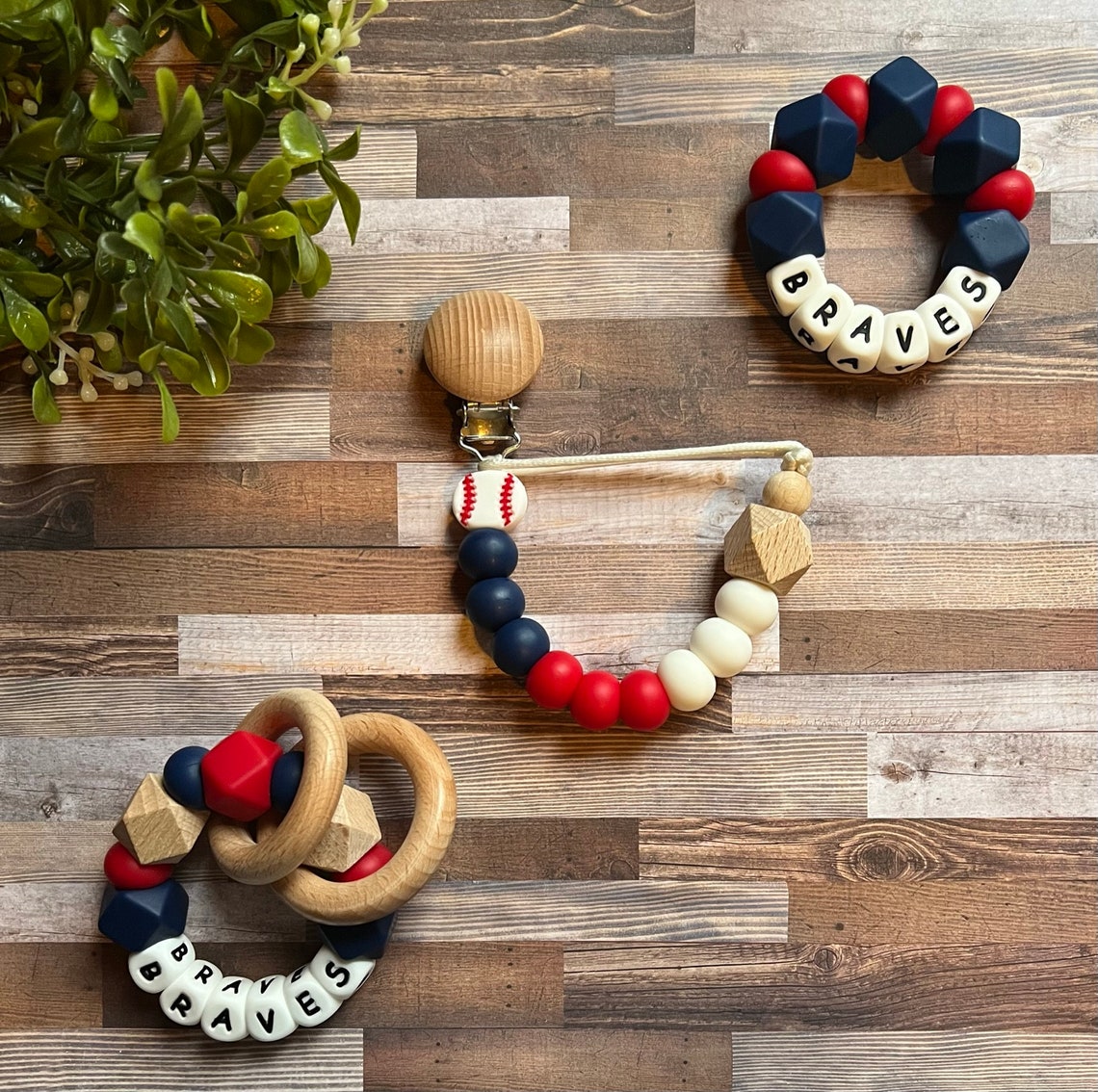 Atlanta Braves Toy Collection - Pacifier Clip - Rattle - Braves Baby ...