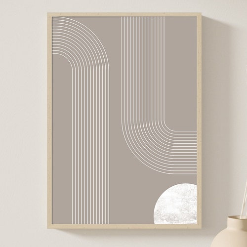 Sunset Line Art Print Geometric Wall Artbeige - Etsy