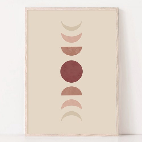 Modern Moon Phases Art Mid Century Moon Print Moon Celestial - Etsy