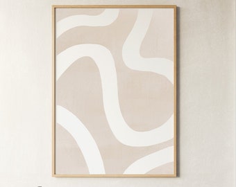 Beige Print Neutral Wall Art Minimalist Painting Printable | Etsy