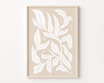 Modern Leaf Print Beige Botanical Print Tropical Wall Art - Etsy