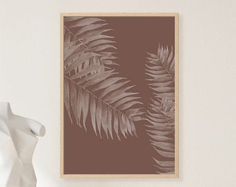 Modern Botanical Print Palm Leaves Print Neutral Wall Art | Etsy