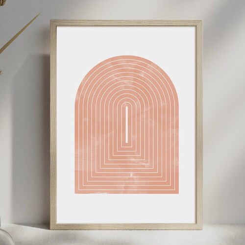 Pink Pastel Arch Print Mid Century Arch Line Art Modern | Etsy