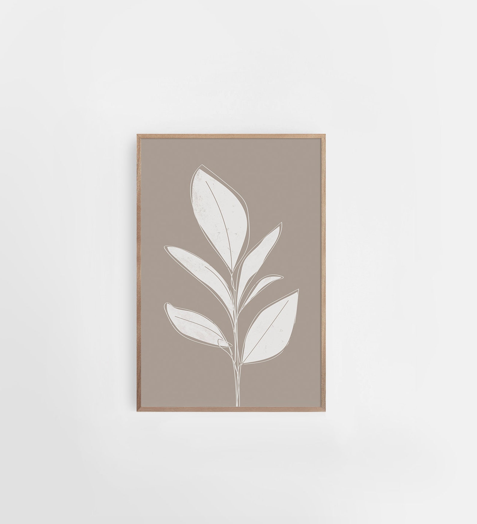 Beige Modern Leaf Print Leaf Illustration Print Tropical | Etsy