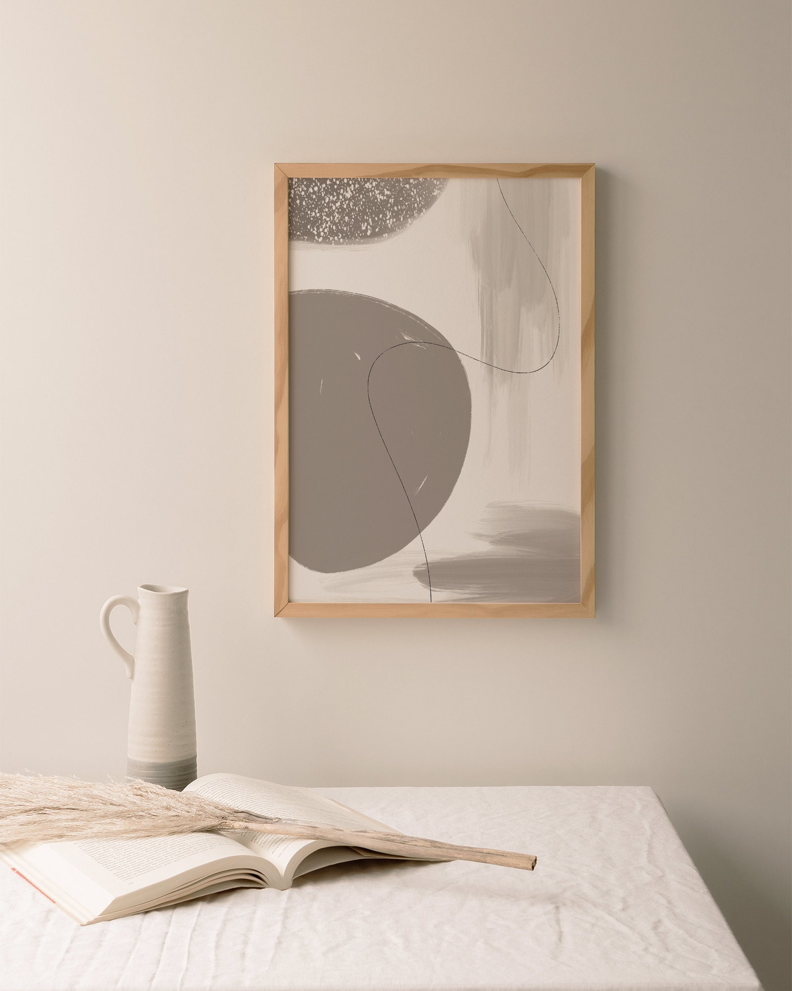 White Gray Gallery Wall Art Set of 3 Prints Mid Century - Etsy