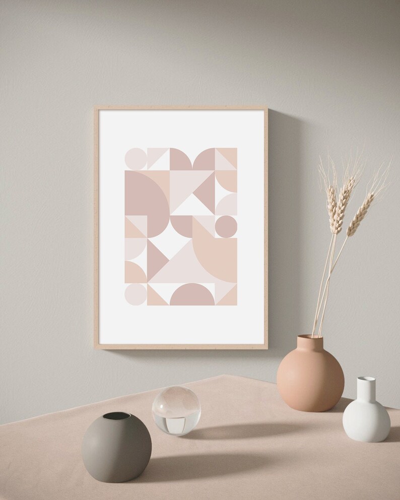 Abstract Geometric Print Geometric Pastel Print Pink Beige - Etsy