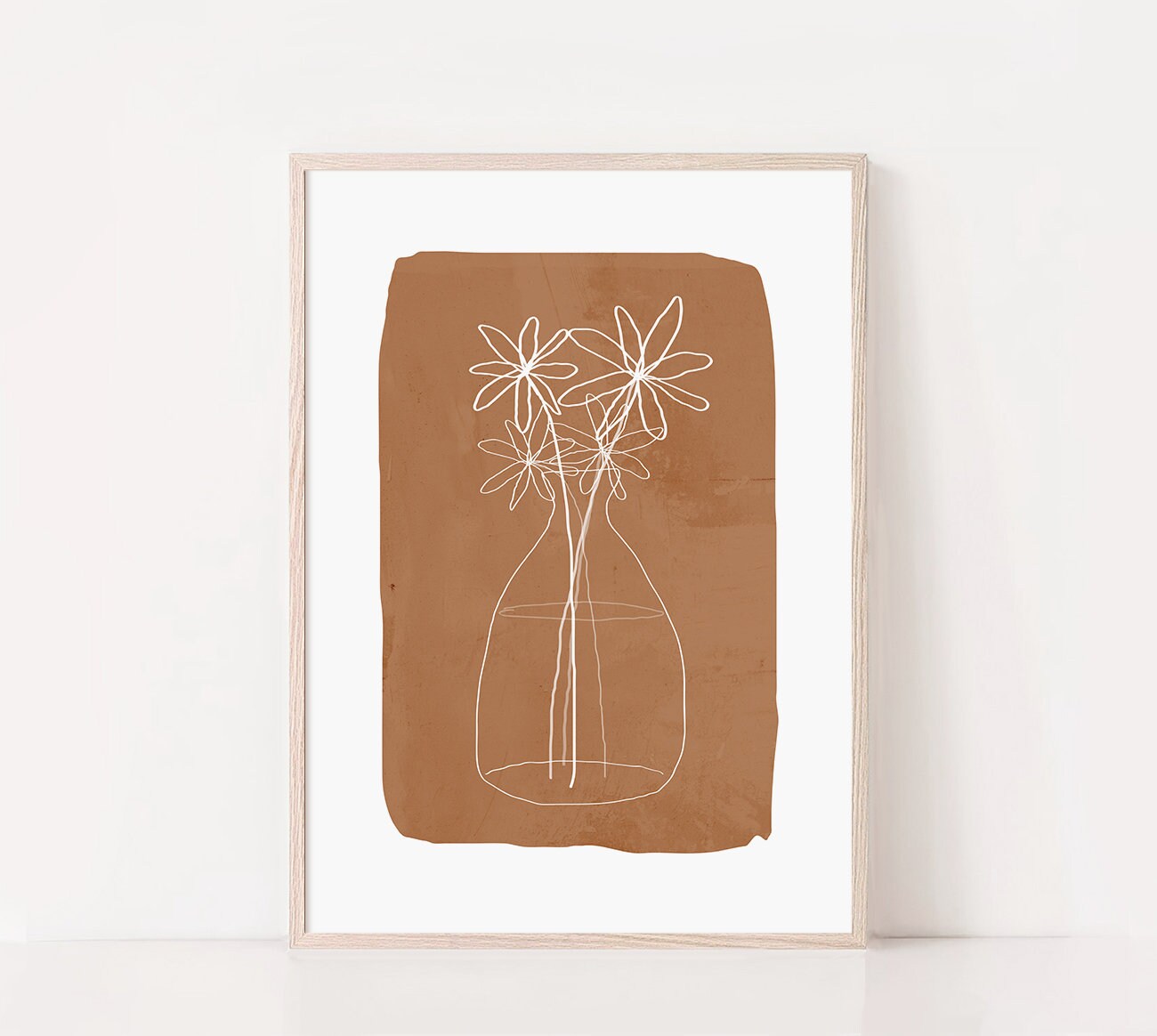 Terracotta Flowers Print Flowers Vase Illustration Print | Etsy