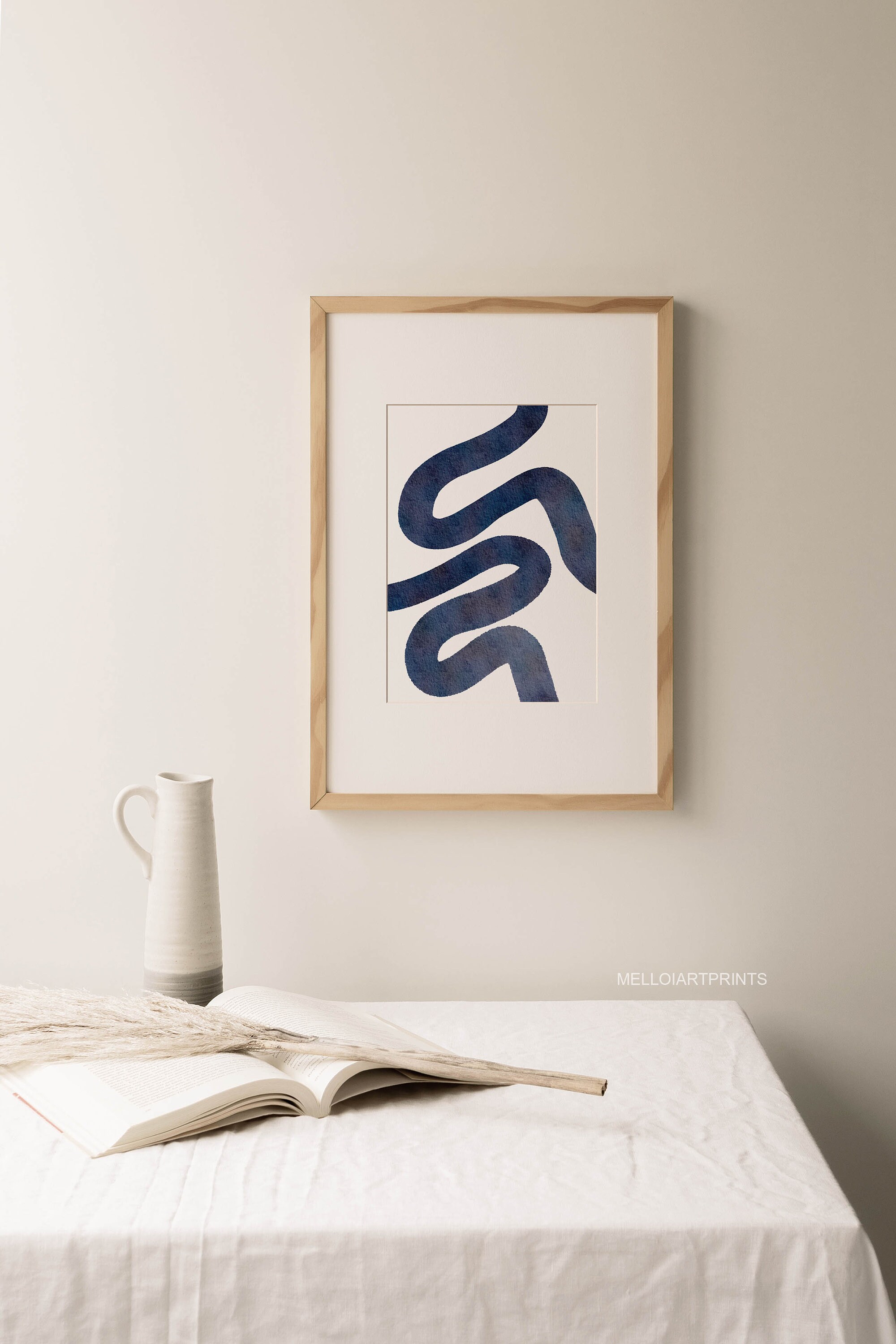 Watercolor Print Navy Blue Poster Minimal Poster Abstract | Etsy