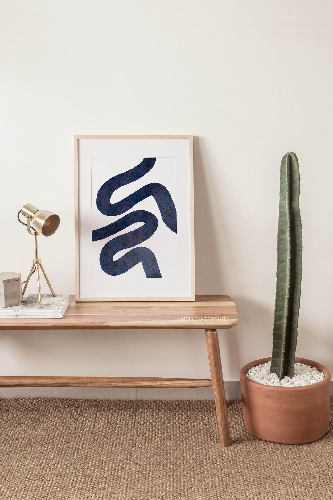 Watercolor Print Navy Blue Poster Minimal Poster Abstract - Etsy