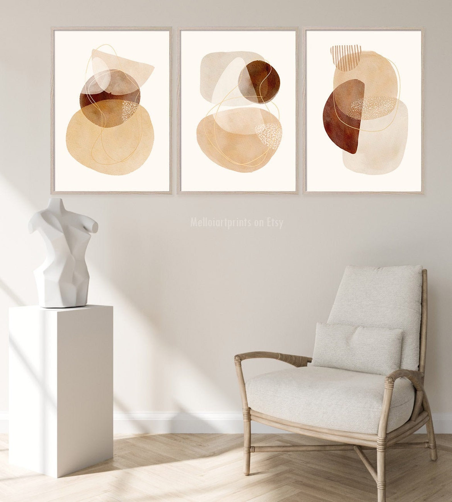 Living Room Wall Decor Set of 3 Print Digital Art Prints | Etsy