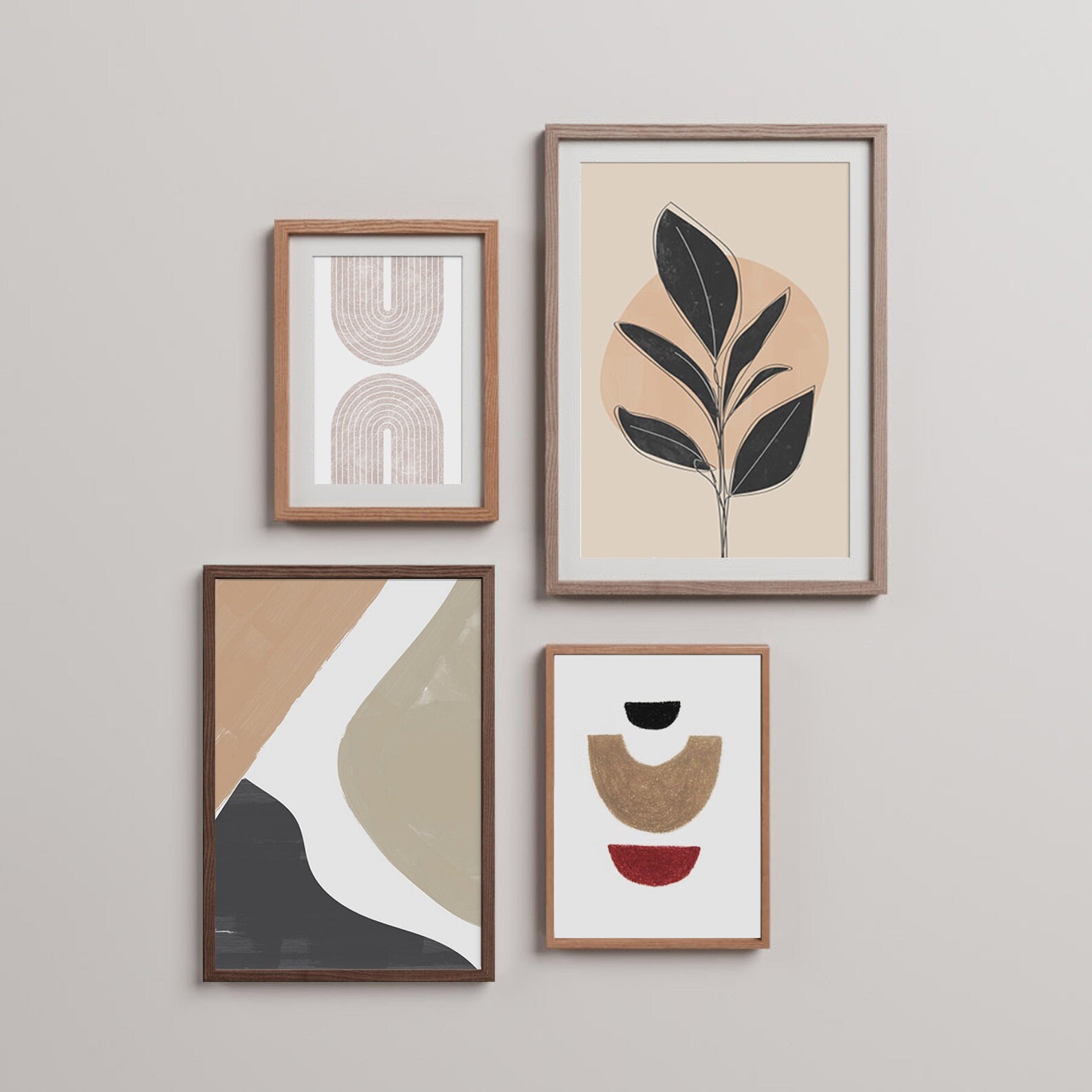 Beige Art Set Art Set Prints Set of 4 Prints Boho Decor | Etsy