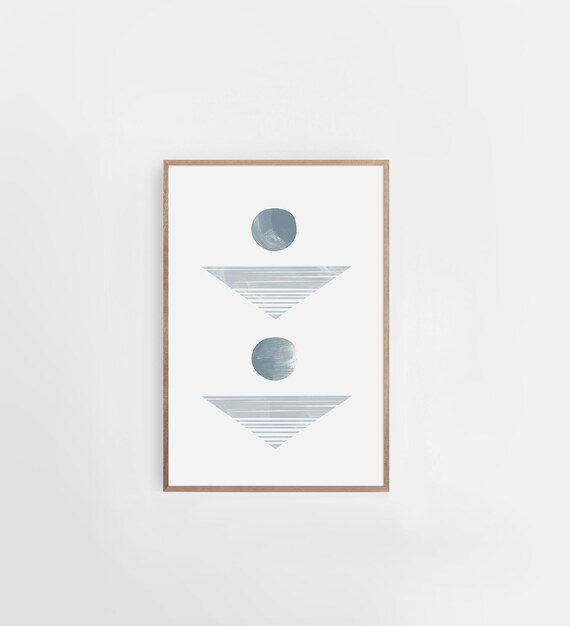 Blue Geometric Print Blue White Wall Art Printable Wall Art - Etsy